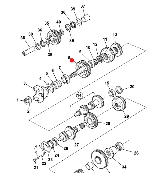 EIXO / ENGRENAGEM - JCB 214E 3C SOMENTE SE FOR 38 DENTES 459/50208 ...