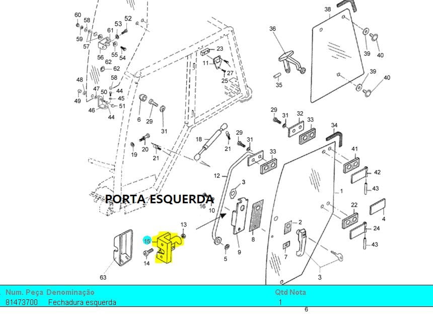 FECHADURA PORTA ESQUERDA VALTRA 1280 1580 1780 / BM - BH GERAÇÃO 02 ...